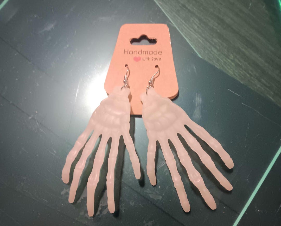 Glowing Spooky Halloween Skeleton Hand Earrings - Etsy