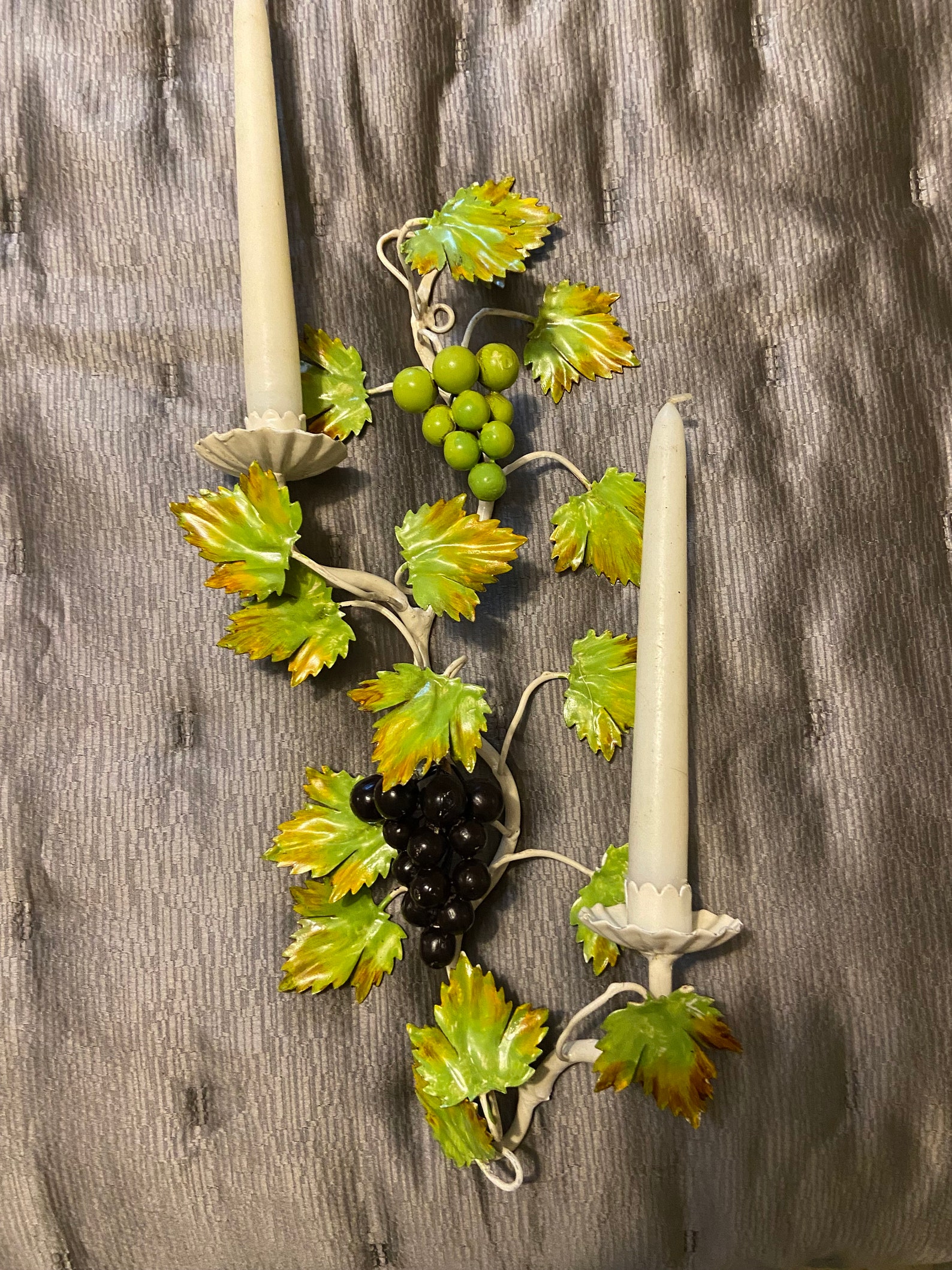 Vintage Italian Tole Colorful Grape Wall Sconce Candleholder With ...