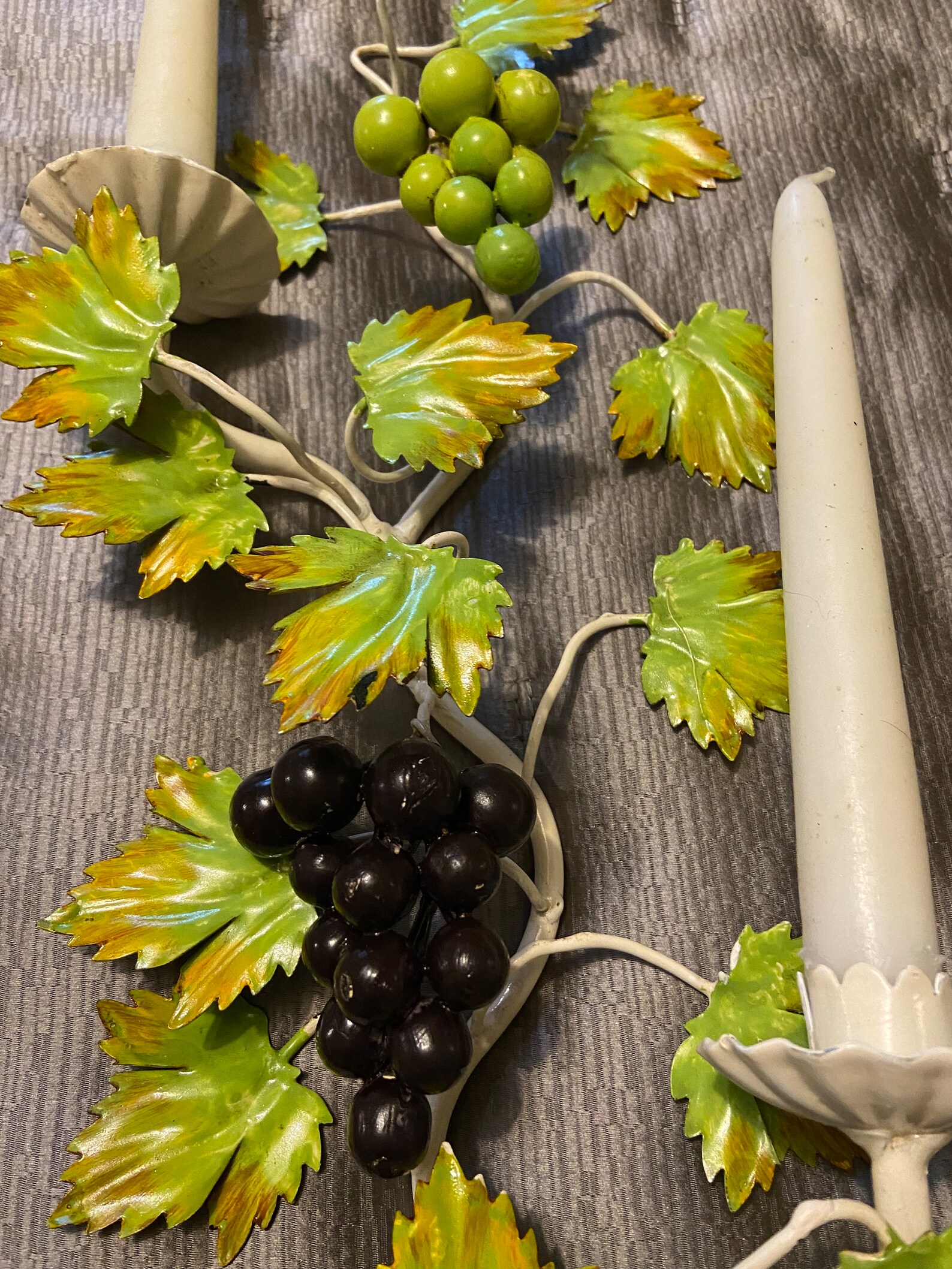 Vintage Italian Tole Colorful Grape Wall Sconce Candleholder With ...