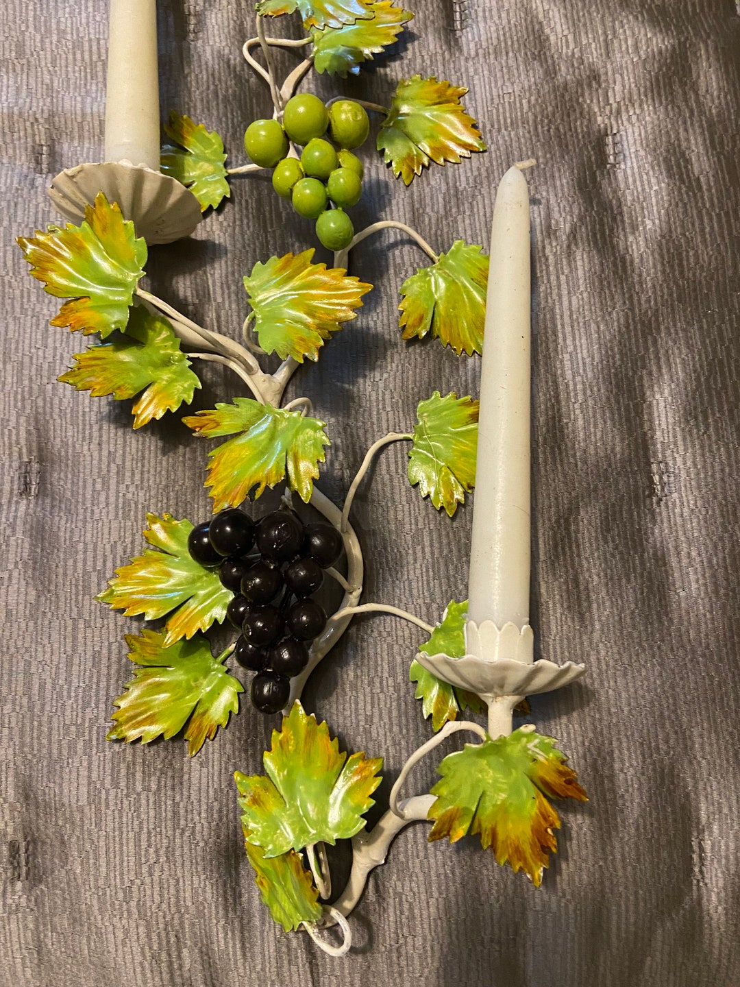 Vintage Italian Tole Colorful Grape Wall Sconce Candleholder With ...