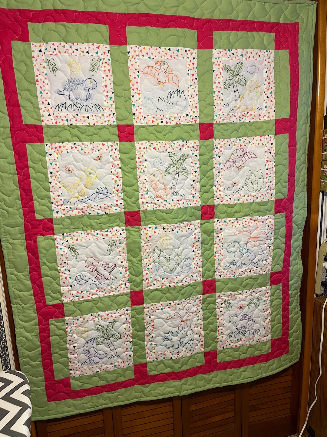 Dinosaurs Are for Girls Extra Large Crib Quilt, Nap Quilt, Hand ...