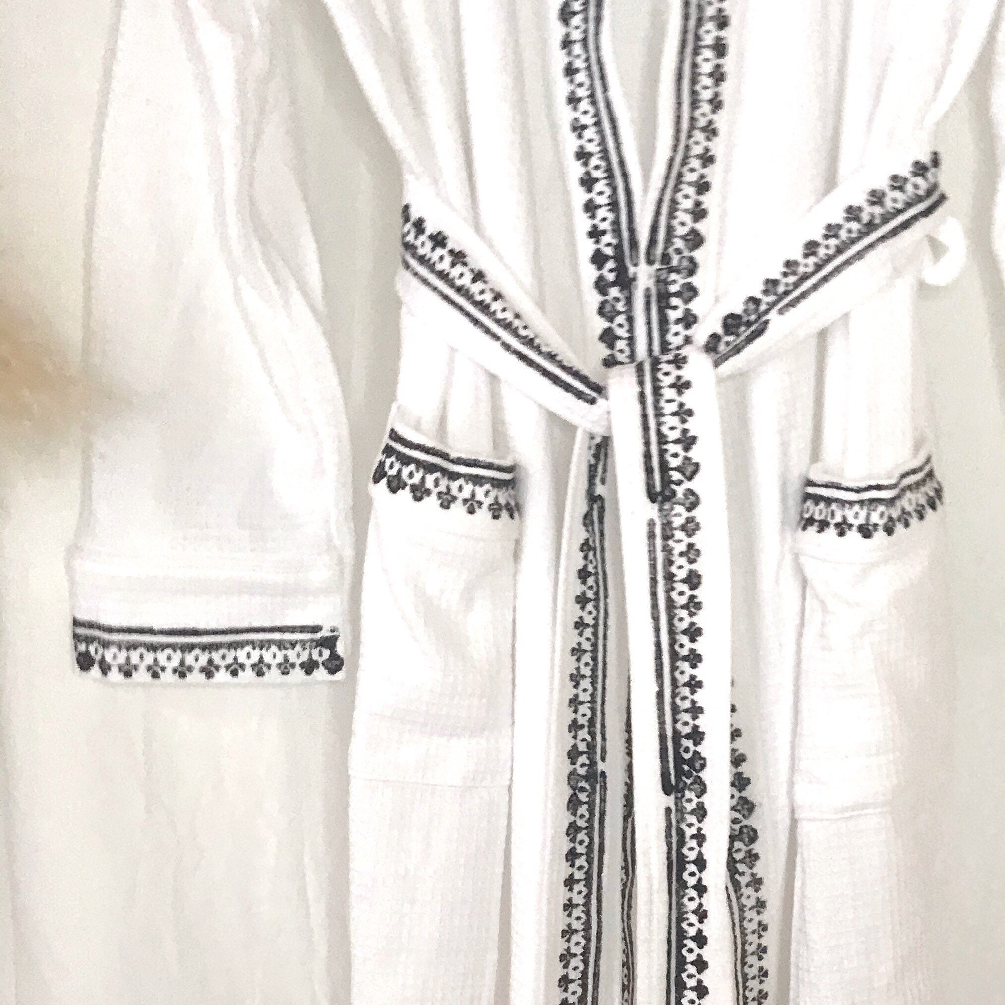 White Gauze Cotton Bath Robe, Boheme Chic Muslin Bath Robe, Soft Muslin ...