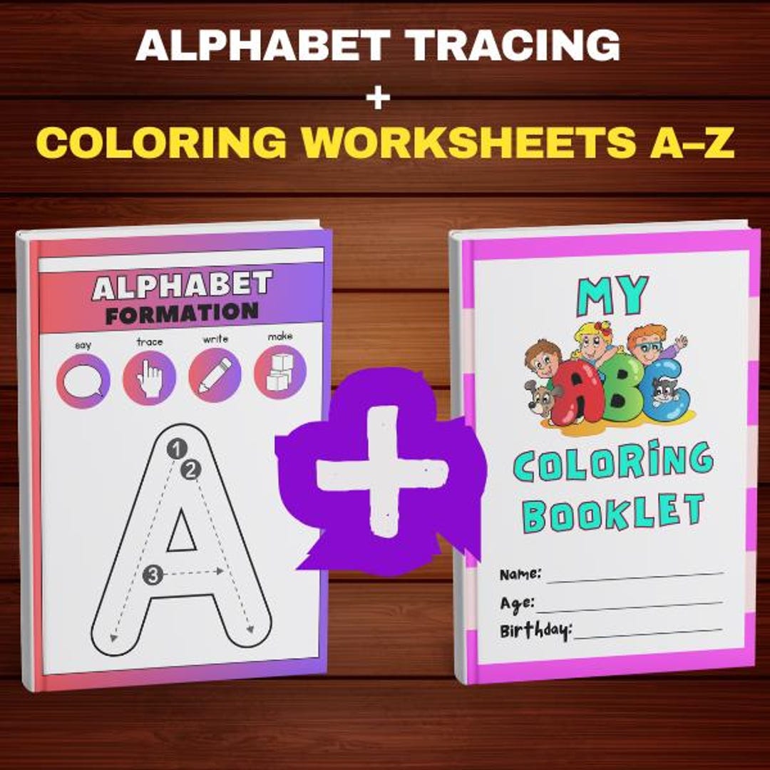 Alphabet Tracing & Coloring Worksheets: A-Z, Preschool Printables (PDF ...