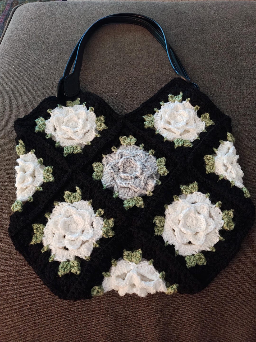 White Rose Crochet Handbag - Etsy