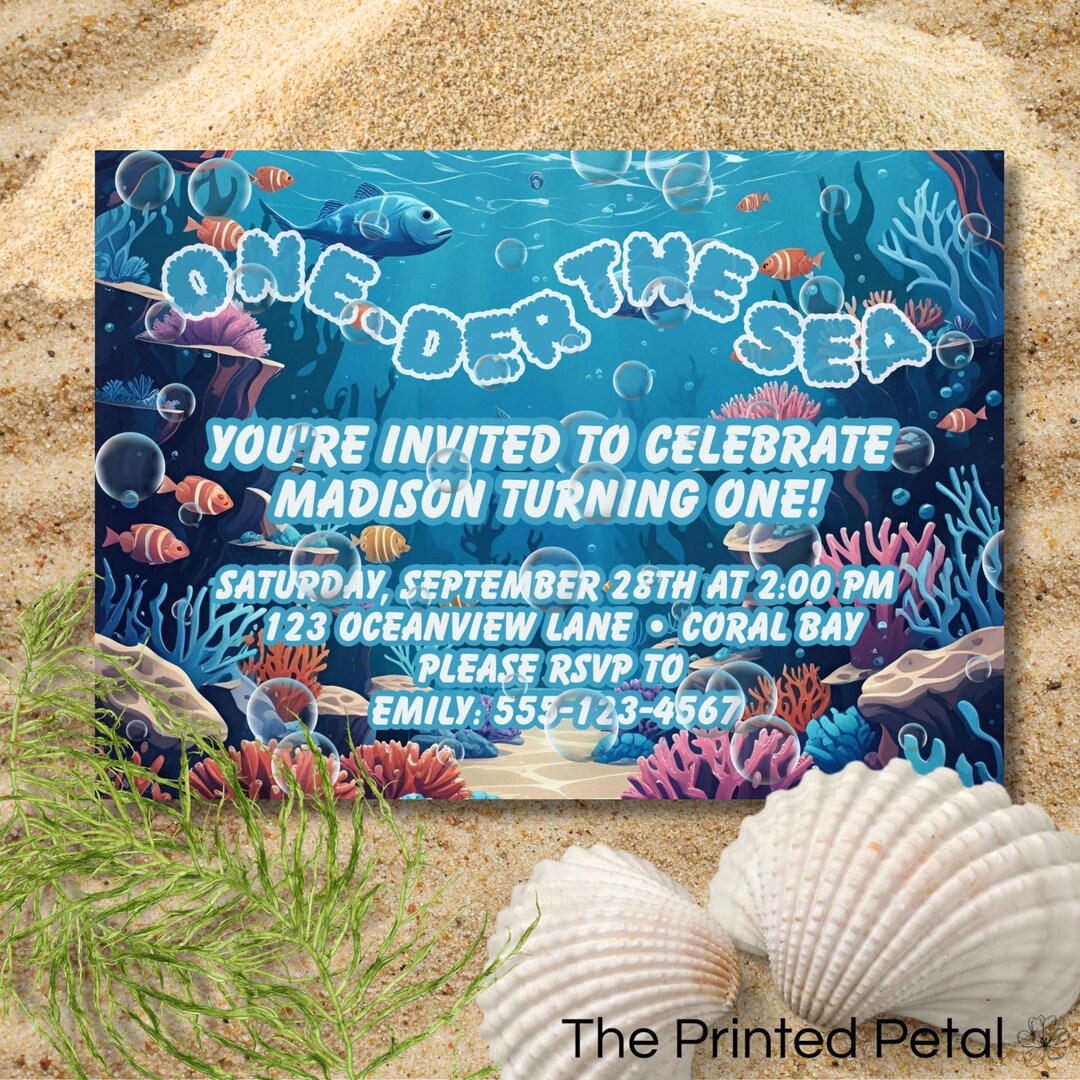 One-der the Sea First Birthday Invitation | Under the Sea Birthday ...