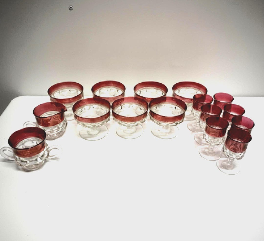 EAPG Glass Set - Vintage Ruby Stained Glassware - Early American ...