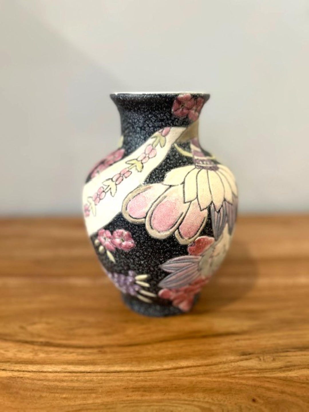 Vintage Thai Pottery - Kin Art Ceramic Vase - Crackle Glaze - Raised ...