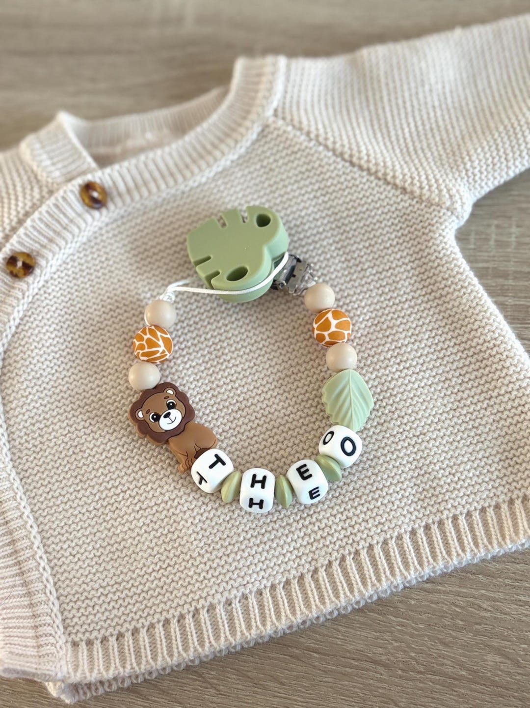Personalized Pacifier Clip With Baby Name Lion Safari - Personalized ...