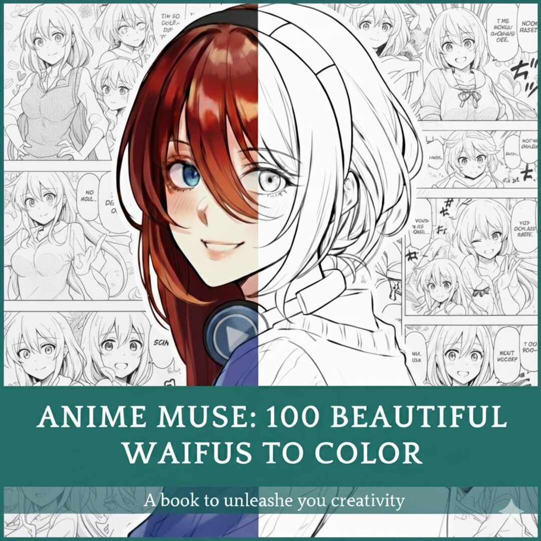 Anime Muse: 100 Beautiful Waifus to Color - Etsy