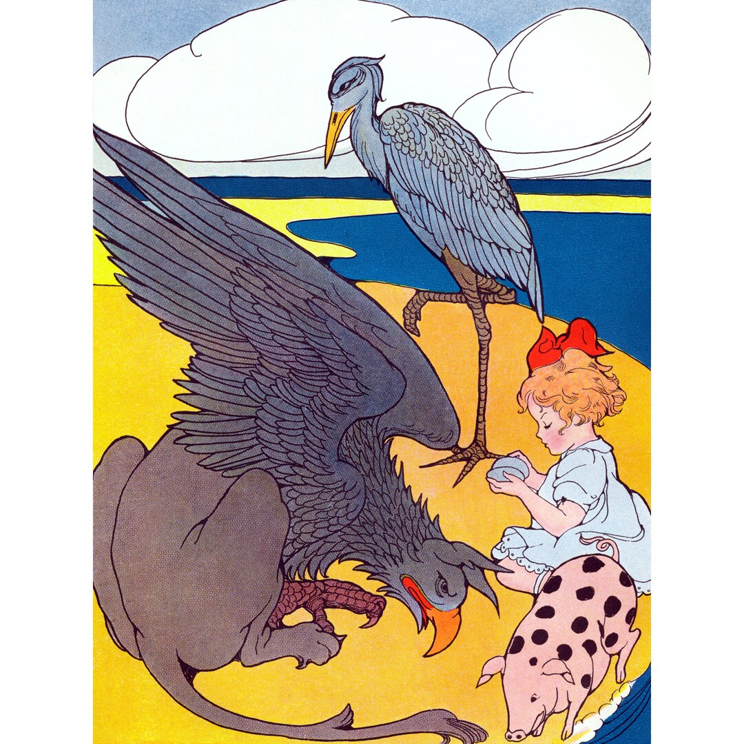 Little Girl Card - Gryphon and Spotted Pig - Fantasy Notecard - Elenore ...