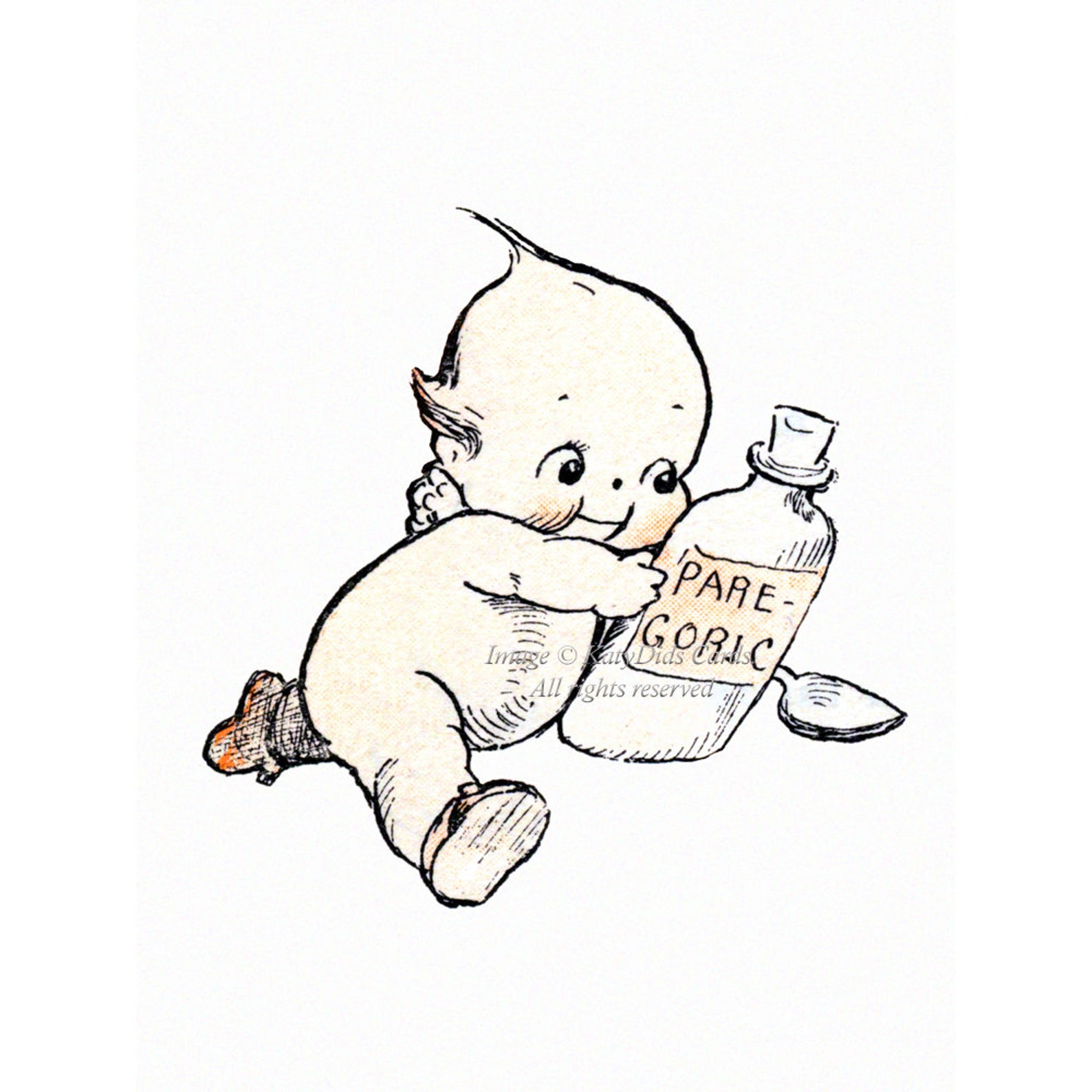 Kewpies Greeting Card Kewpie With Medicine Rose - Etsy