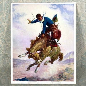 Cowboy Print - Bucking Bronco Rider - Western Wall Art - Etsy