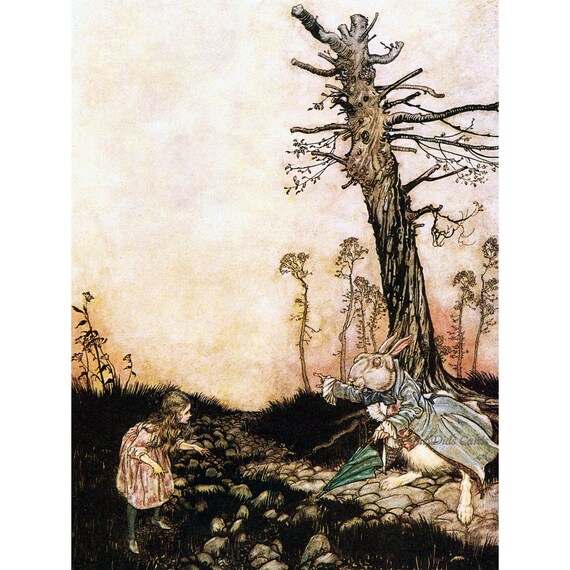 Alice in Wonderland Print the White Rabbit is Late - Etsy
