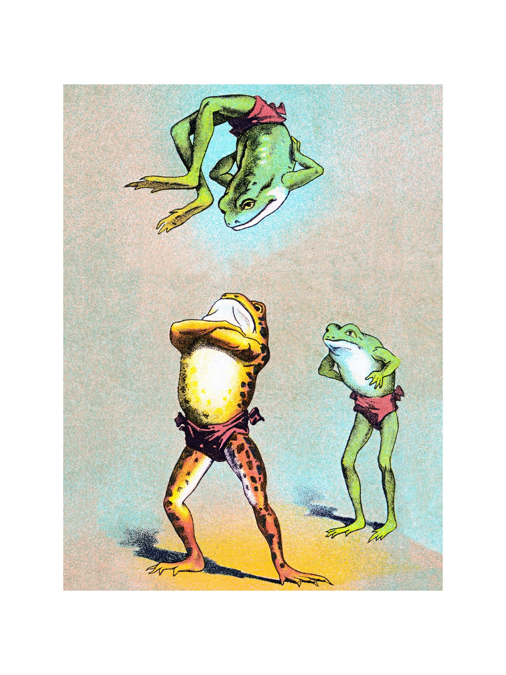 Frog Greeting Card Acrobats Perform Flips Circus - Etsy Sweden