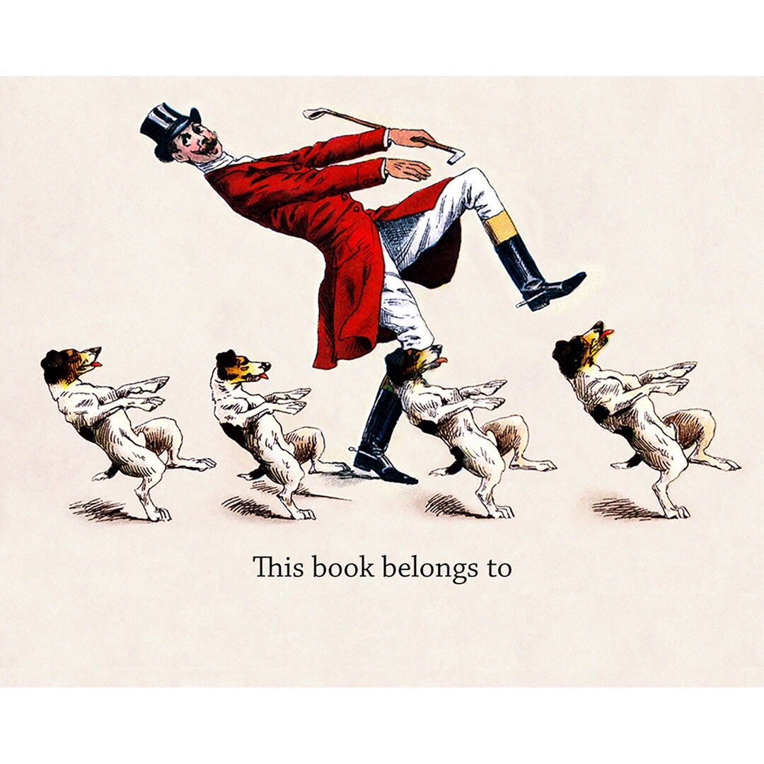 Fox Hunter Bookplates - Foxhounds Dance - Dogs and Man or Woman Dancing ...