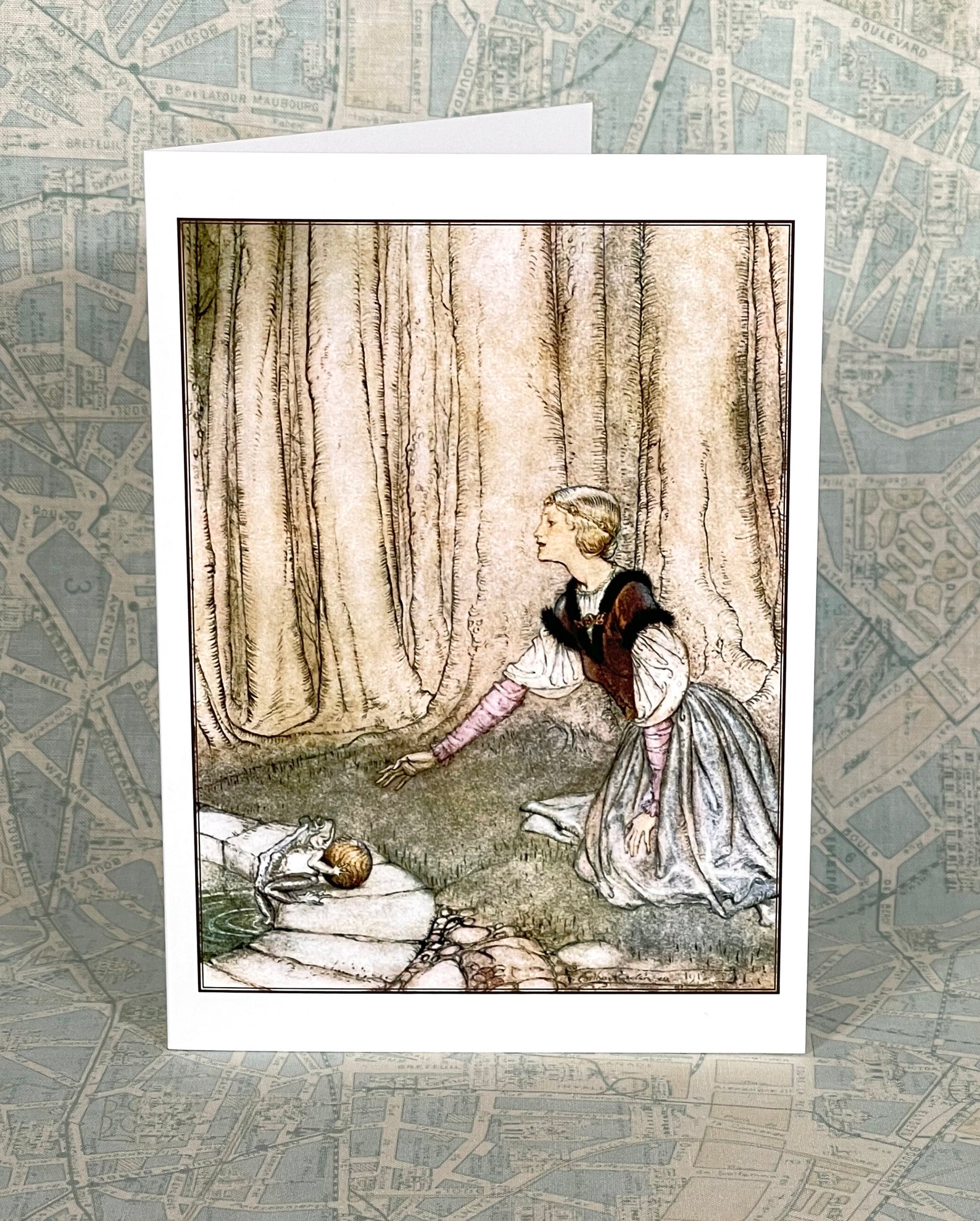 Fairy Tale Card - Princess and the Frog Prince Story - Repro Arthur ...