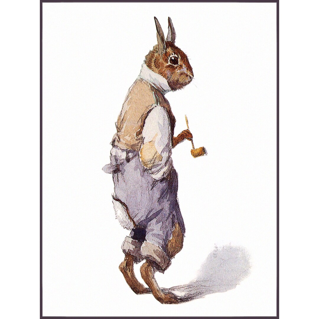 Bunny Card - Br'er Rabbit Smokes His Pipe - Rabbit Notecard - Etsy