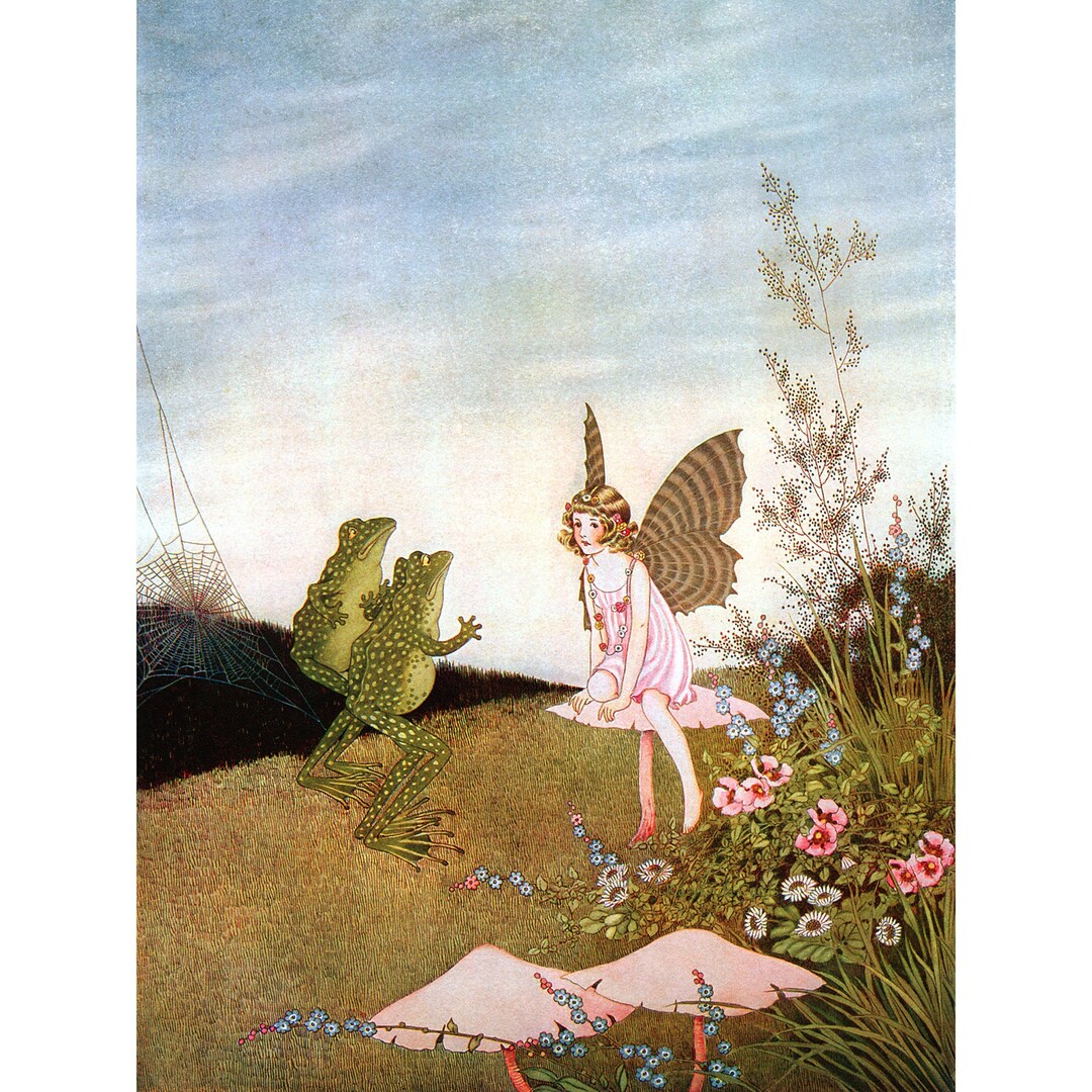 Fairy Card - Frogs and Faerie With Mushrooms - Fae Notecard - Etsy