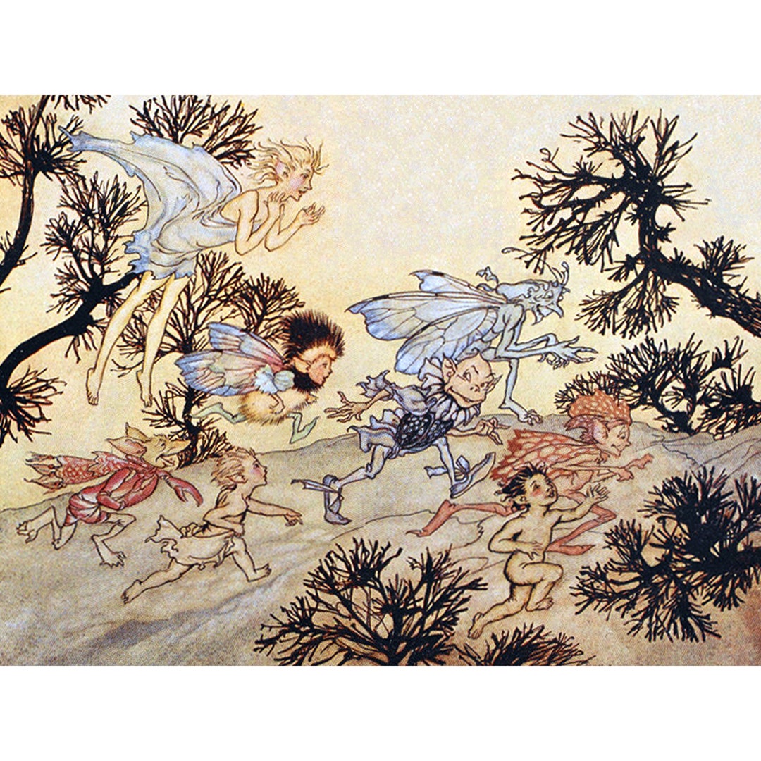 Fairy Card - Fairies on the Hunt From the Play Tempest by Shakespeare ...