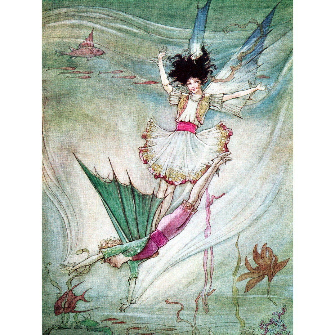 Mermaid Print - Sea Faeries in Fairyland- Ocean Sprites - Nursery Art ...