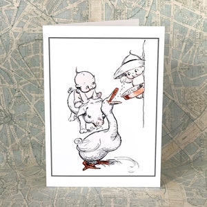 Kewpie Card - Kewpies Feed a Goose and Ride a Pig Farm Yard - Rose O ...