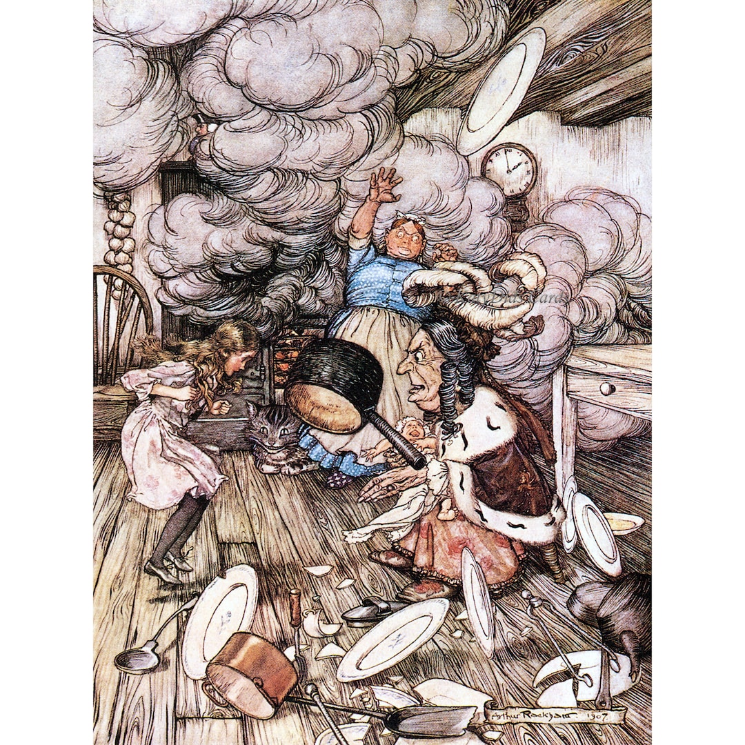 Alice in Wonderland Card - Duchess and Cook Fight in the Kitchen ...