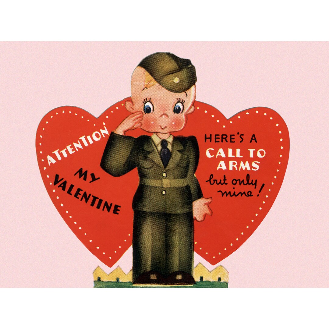 Valentines Day Card Soldier Valentine Notecard Army Navy - Etsy