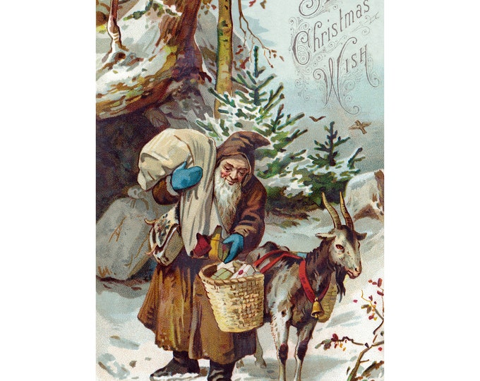 Santa With Goat Pack Goats Help Deliver Packages Christmas - Etsy