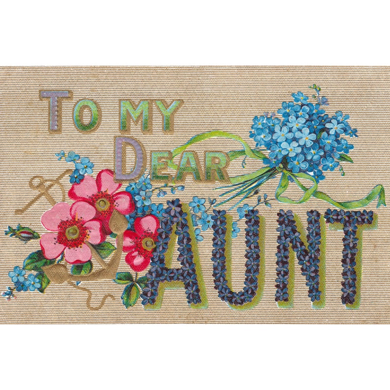 Aunt Greeting Card to Dear Aunt Large Words Vintage Style - Etsy