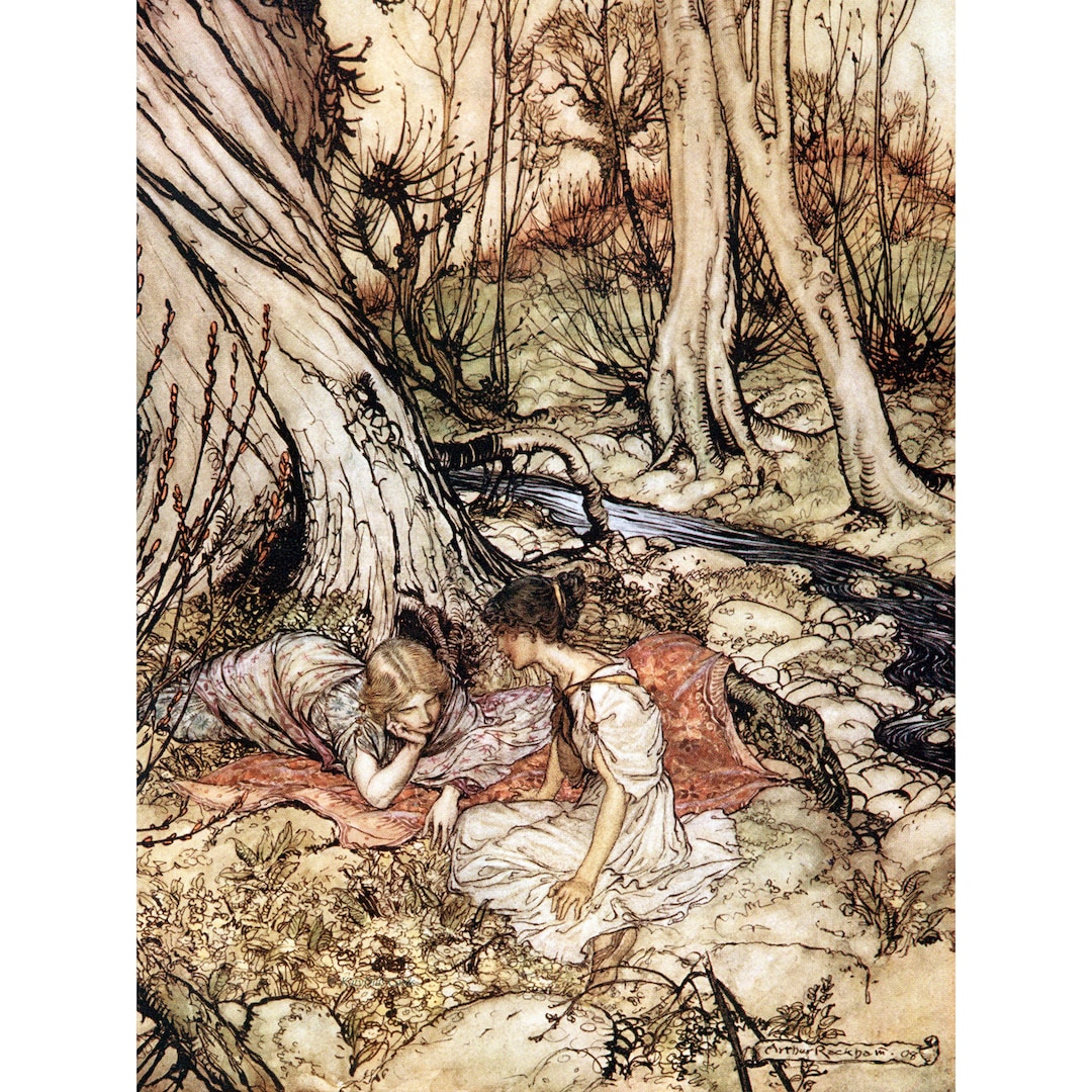 Fairy Print - Midsummer Night's Dream Helena and Hermia in the Woods ...