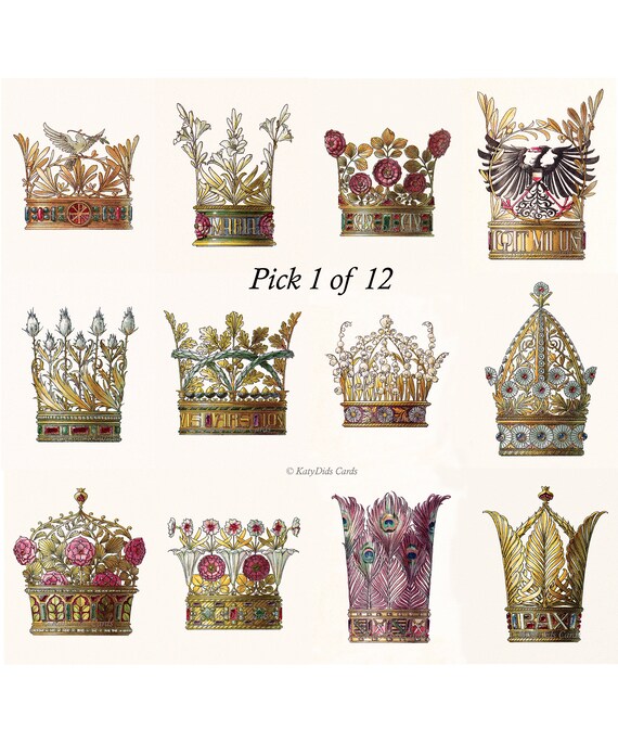 Art Nouveau Crown Print 12 Crowns From Which to Choose See | Etsy