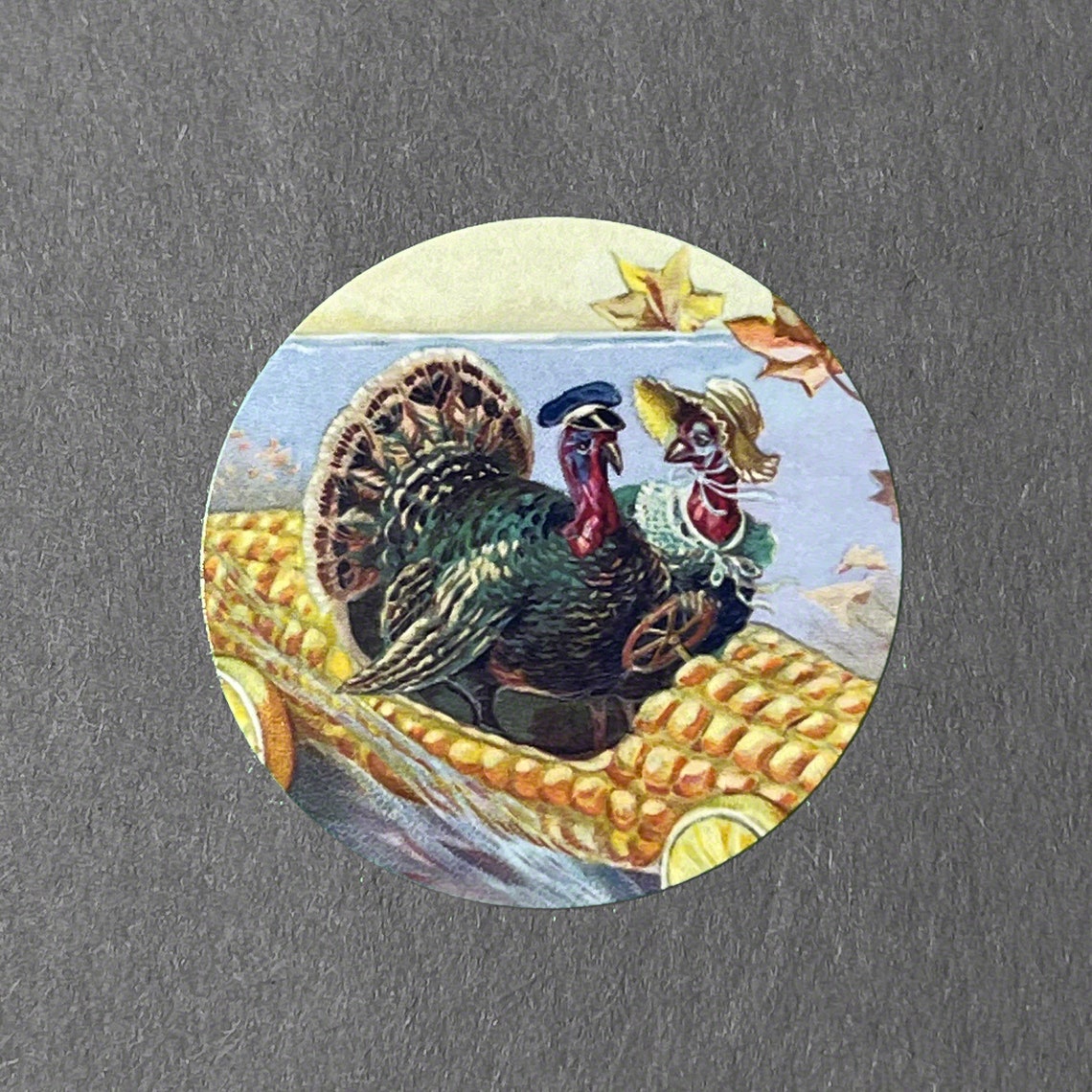 Funny Thanksgiving Card - Turkey Drives a Corn Cob Car - Sticker Option ...