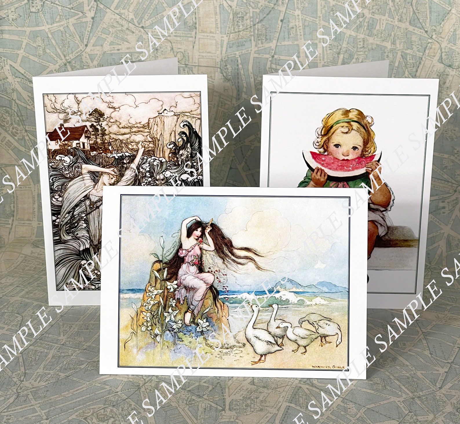 Kewpie Card Kewpies Giggle as Birds Look on Repro Rose - Etsy