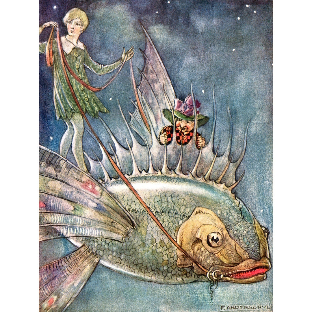 Fantasy Card - Sea Fairies Ride a Big Fish - Fairy Artwork - Etsy
