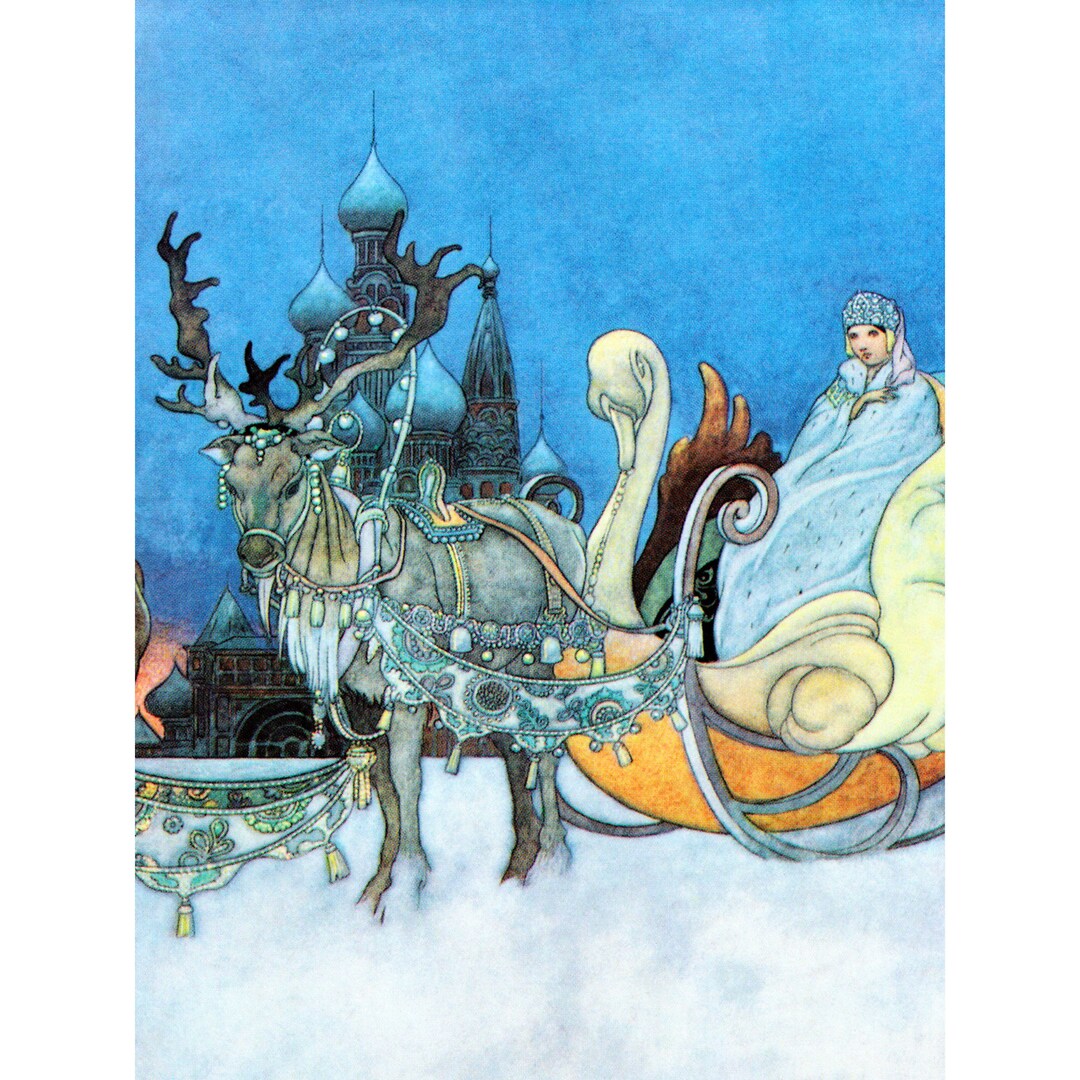 Snow Queen Card - Russian Princess Reindeer Sleigh - Repro Charles ...