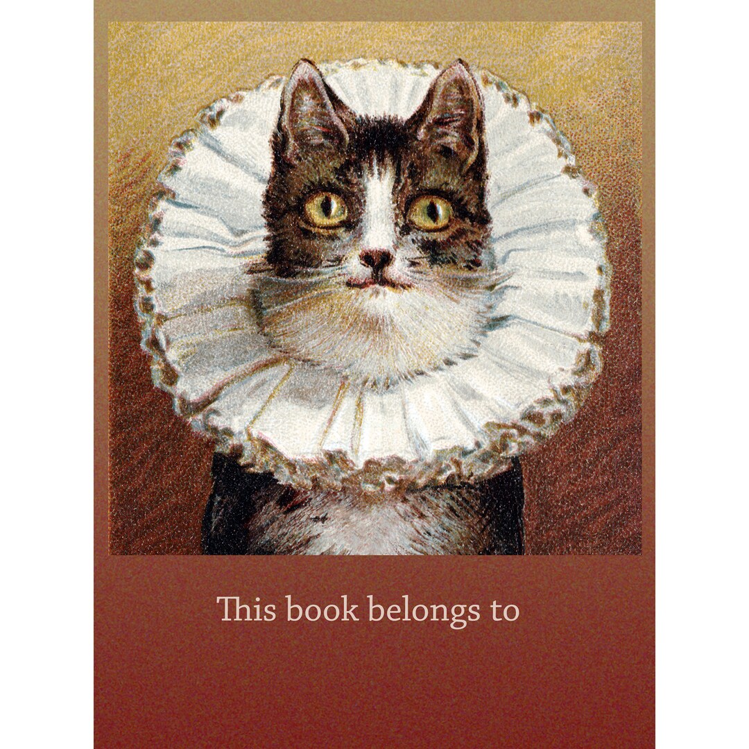 Cat Bookplates - Acid-free or Self-stick - Tabby in Lace Collar Gift ...