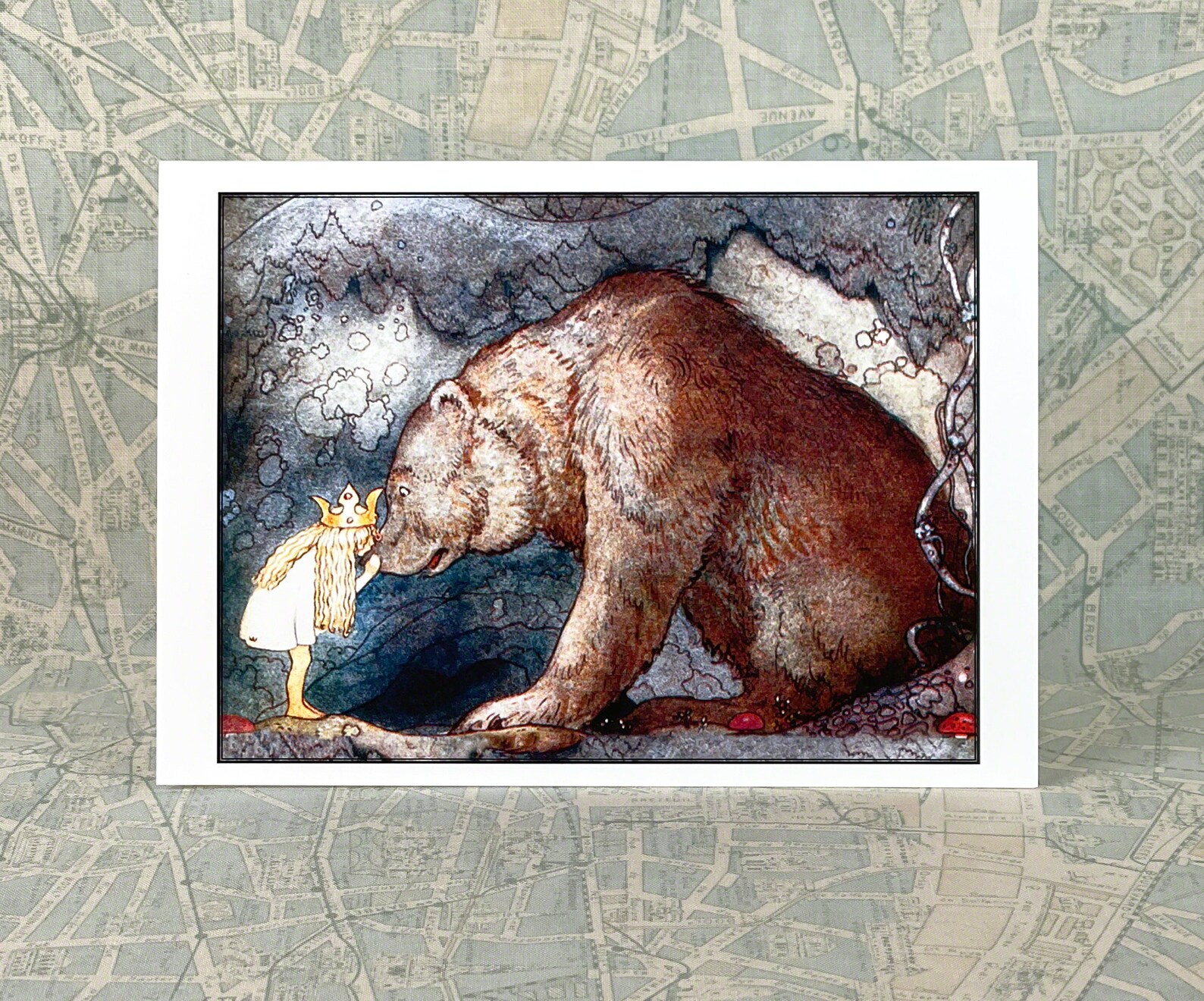 Princess Kisses a Bear Fairy Tale Notecard Fantasy - Etsy