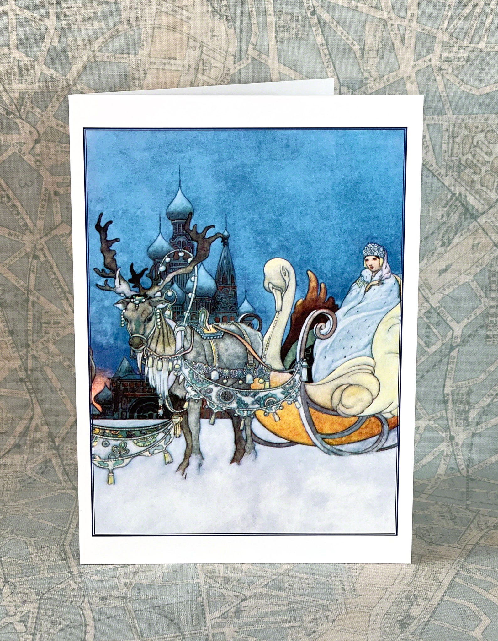 Snow Queen Card Russian Princess Reindeer Sleigh Repro - Etsy