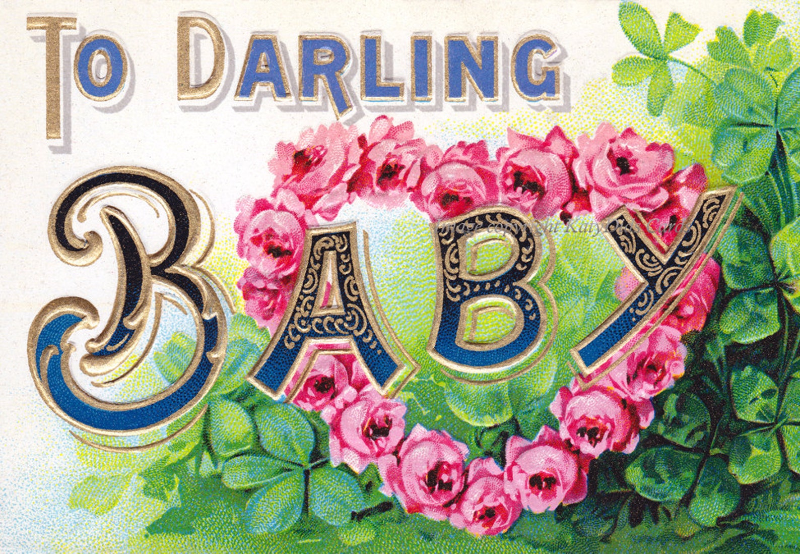 Darling Baby Print Pink Roses Flowers Baby Shower Gift | Etsy