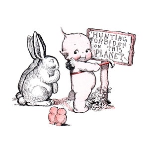 Kewpies Card - Kewpie Creates Nature Preserve - Bunny Rabbits and Birds ...