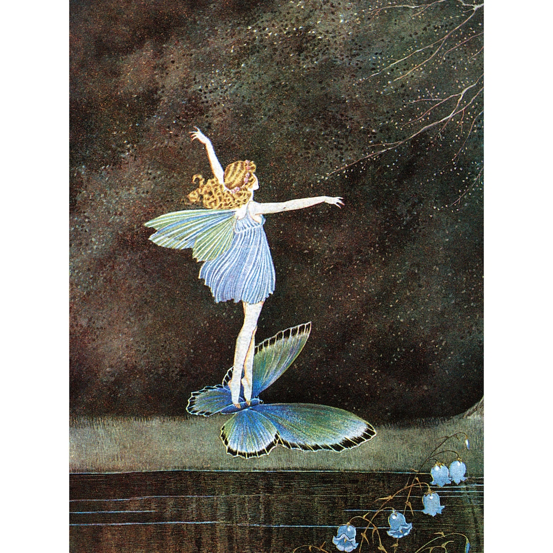 Fairies Card - Fairy Rides a Butterfly - Fae Notecard - Ida Rentoul ...