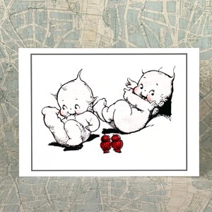 Kewpie Card Kewpies Giggle as Birds Look on Repro Rose O'neill - Etsy