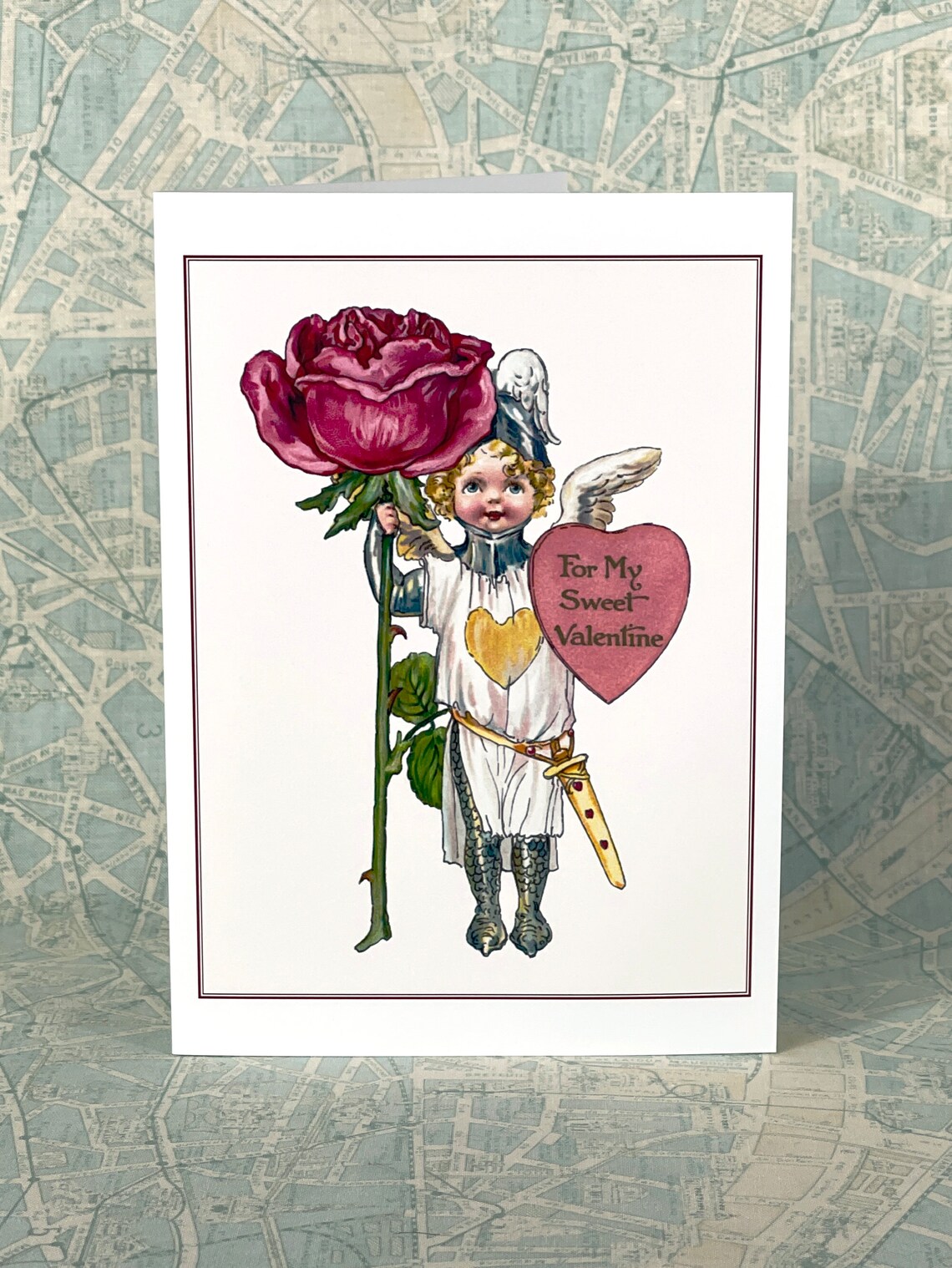Valentines Day Card - the Knight of the Rose - Vintage Style Valentine ...