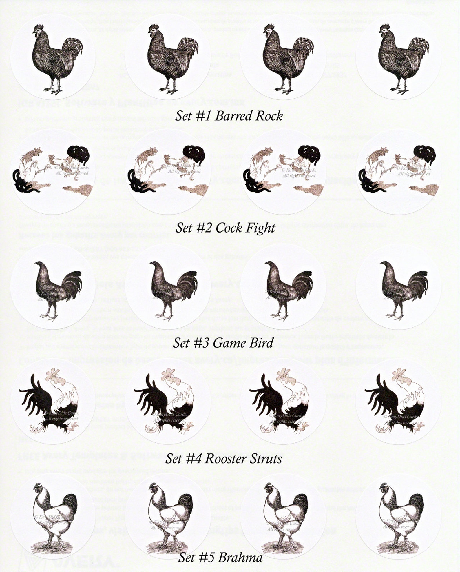 Rooster Stickers 1 Envelope Seals Chicken Stickers Set - Etsy