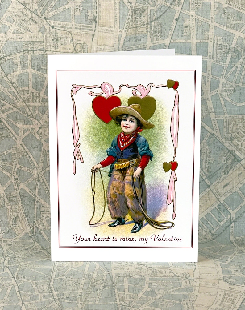 Cowboy Valentine's Day Card Valentine Notecard Cowgirl - Etsy