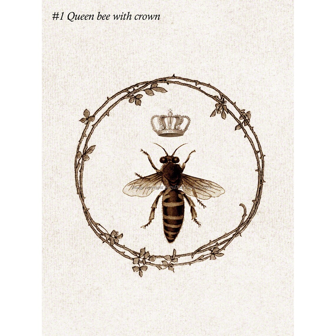 Queen Bee Card Honeybee With Crown Greeting Card Vintage - Etsy