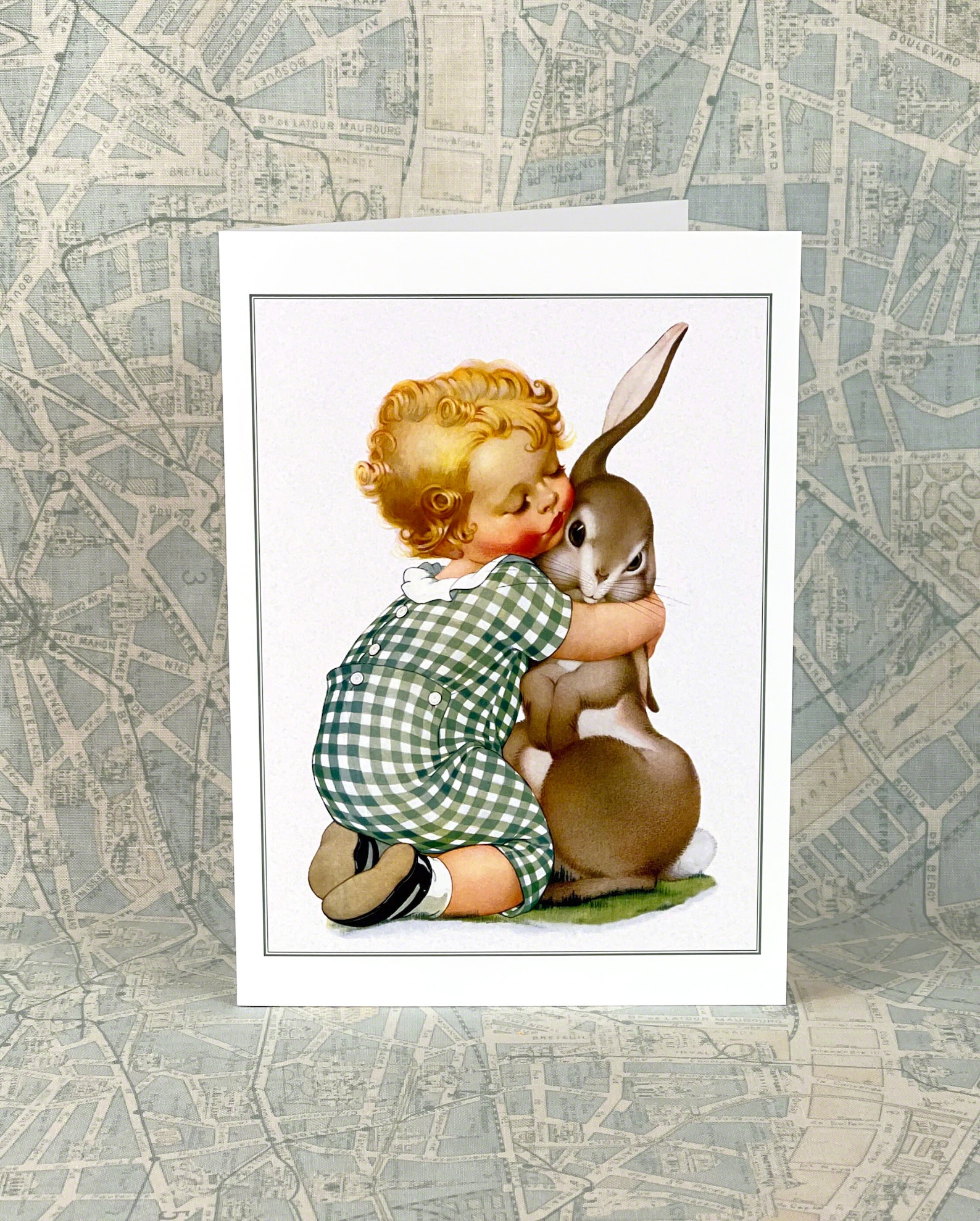 Bunny Rabbit Card Toddler Hugs Bunny Repro Torre Bevans - Etsy