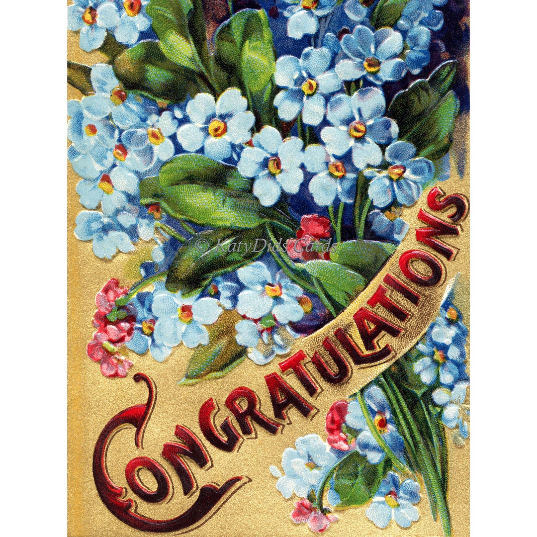 Congratulations Card Victorian Style Greeting Card Bouquet - Etsy