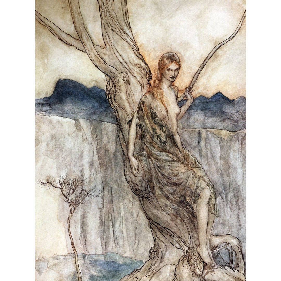 Fantasy Card - Tree Fairy Dryad - Arthur Rackham Artwork - Fae Artwork ...