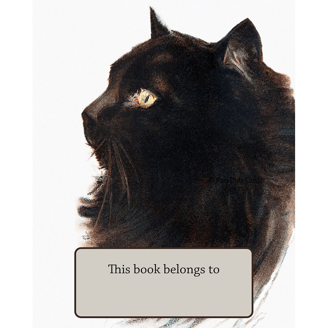 Cat Bookplates - Black Cat Book Plate - Acid-free or Self-stick - Etsy